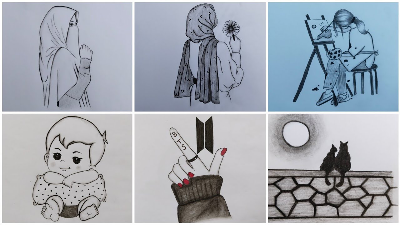 6 Easy Cute Pencil Sketch Drawing Step By Step Charcoal Pencil