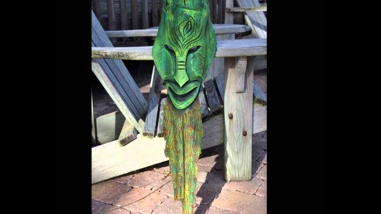 Tiki Mask Carved From Palm Husk Youtube