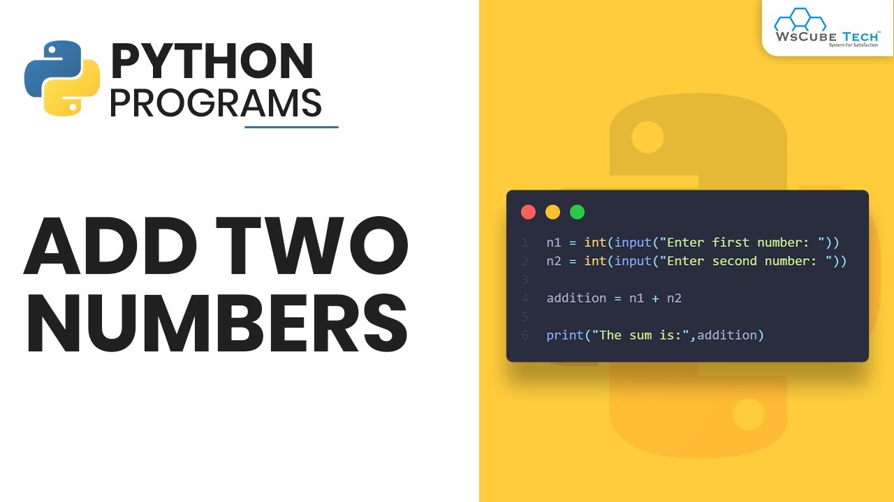 Python Program To Add Two Numbers Hindi Python Programming Youtube