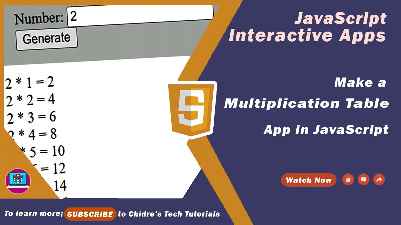 Multiplication Table App In Javascript Javascript Interactive