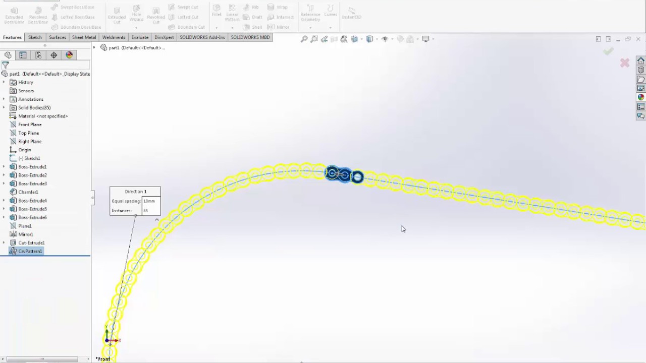 Solidworks Curve Driven Pattern Youtube