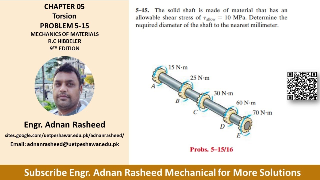 5 15 Ch 5 Torsion Mechanics Of Materials Rc Hibbeler Youtube