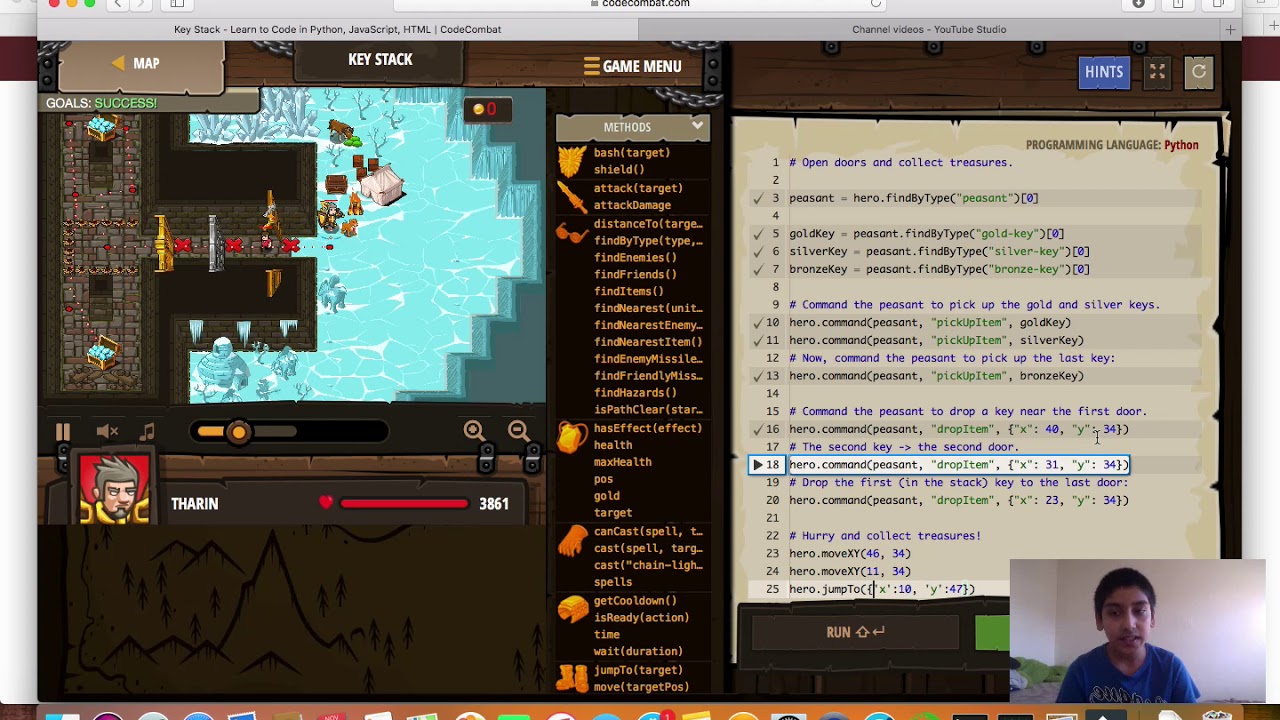 Key Stack Solutions In Code Combat Python Youtube