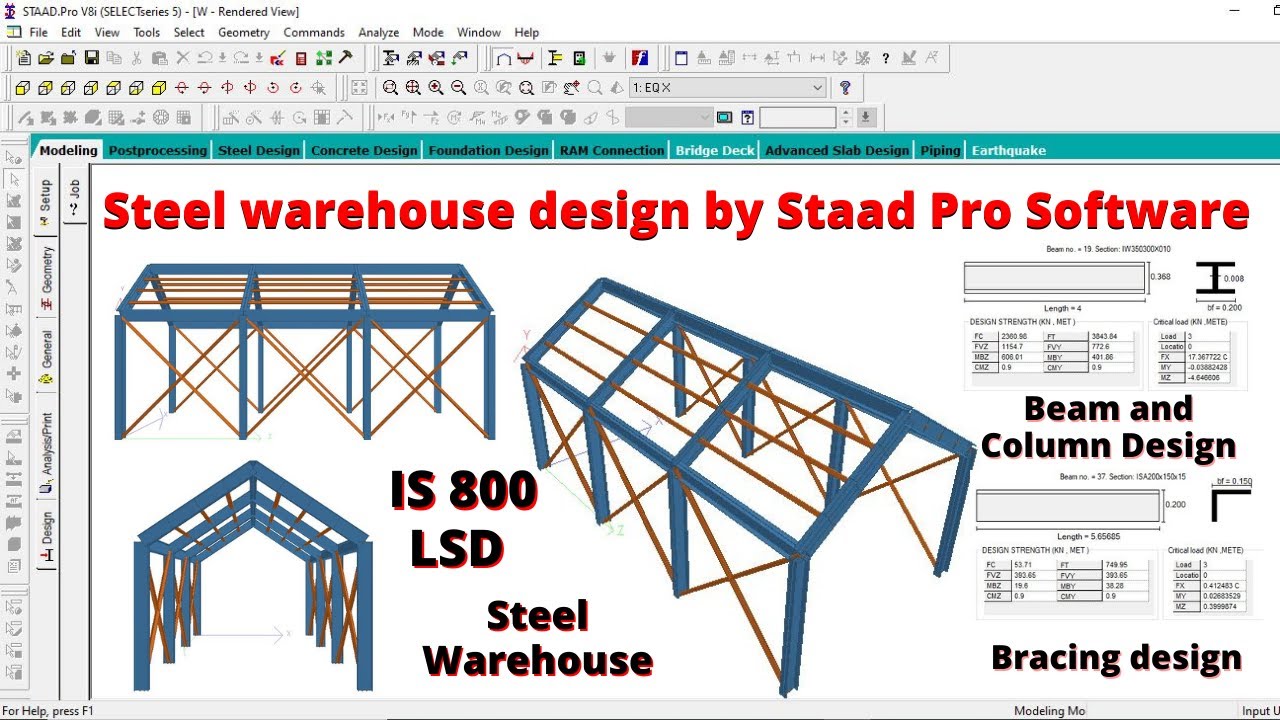 Steel Warehouse Design Design By Staad Pro V8i Software Steel