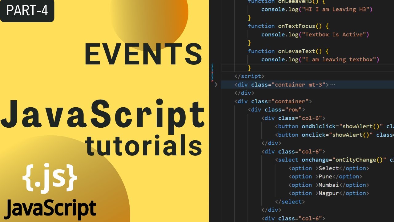Events In Javascript Javascript Tutorial Javascript Tutorial For
