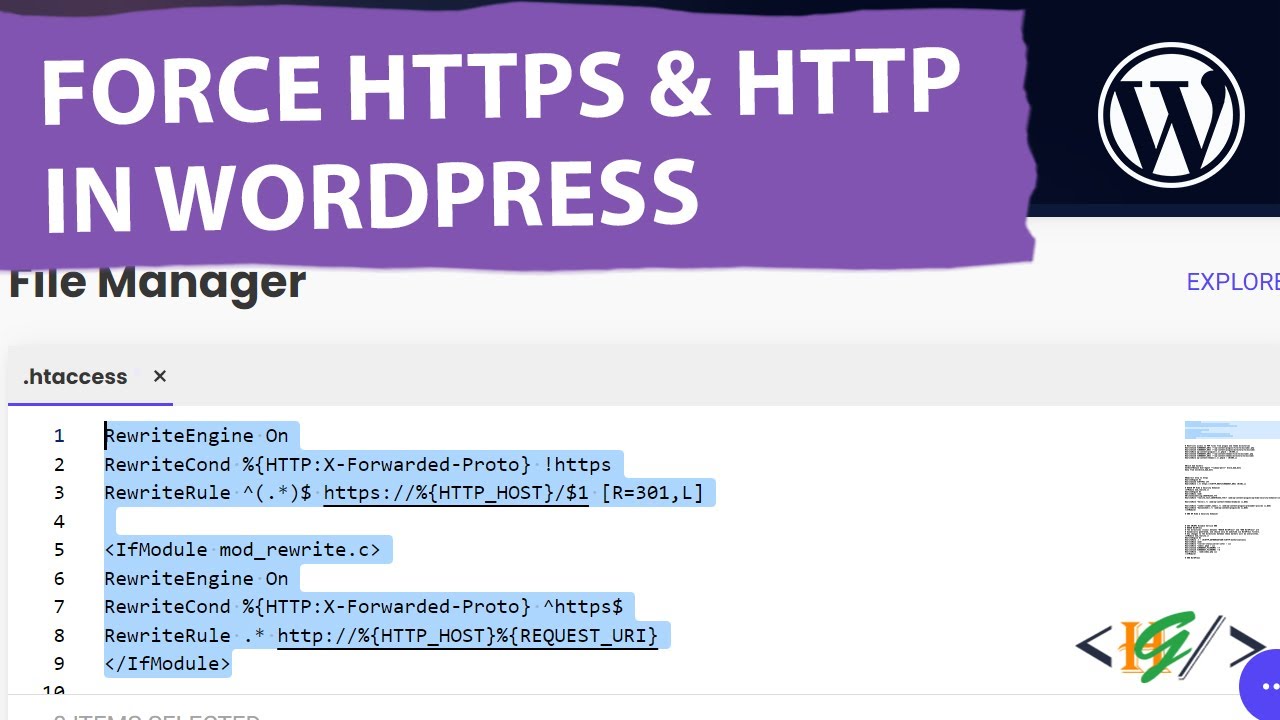 How To Force Https And Http Through Htaccess In Wordpress Youtube