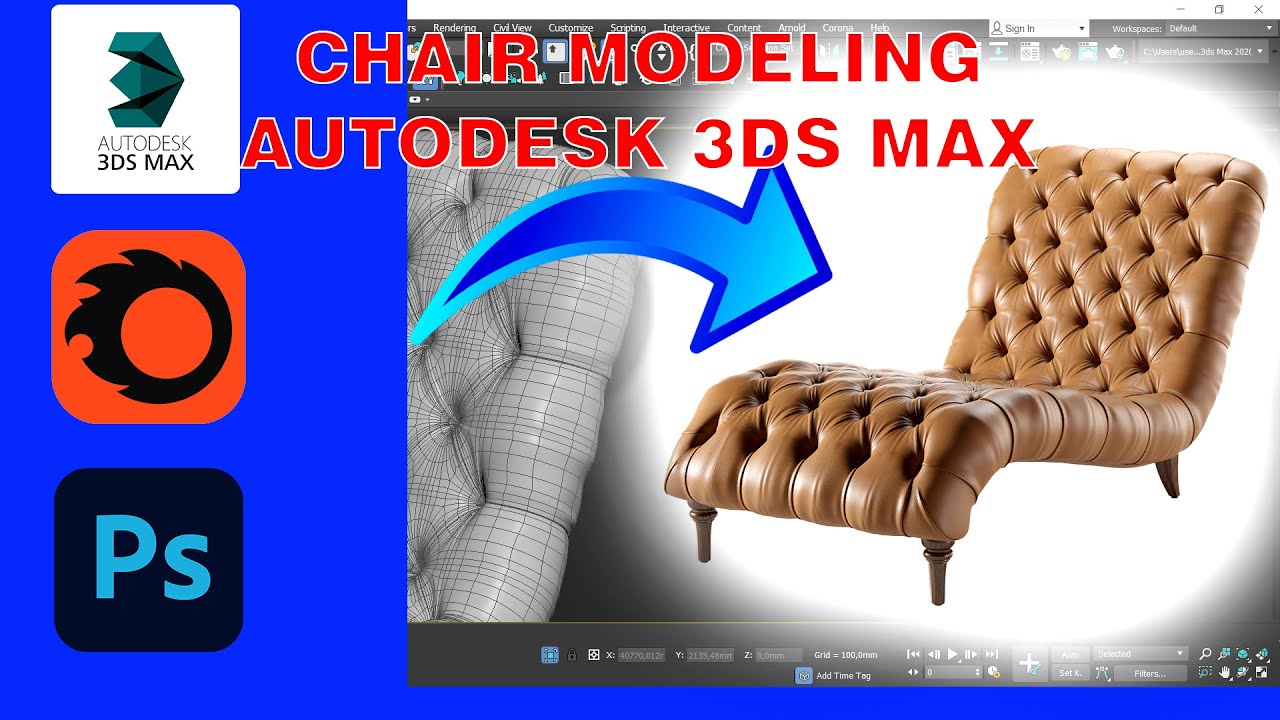 Modeling Chair Audrey Chaise Part 1 Autodesk 3ds Max Corona
