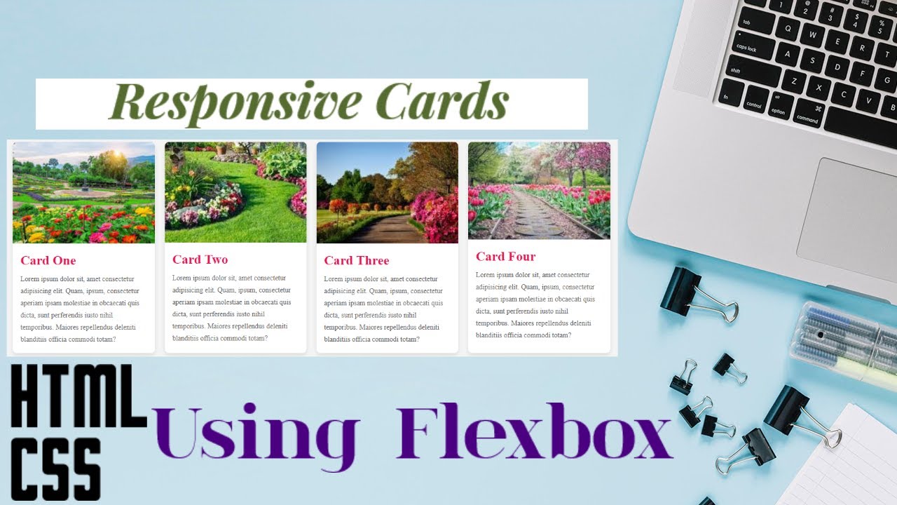 Css Flexbox Responsive Cards Html Css Card Design Youtube