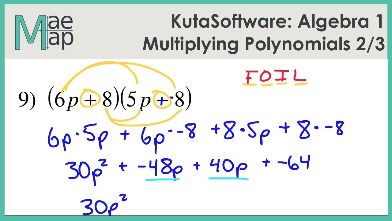 Kutasoftware Algebra 1 Multiplying Polynomials Part 2 Youtube