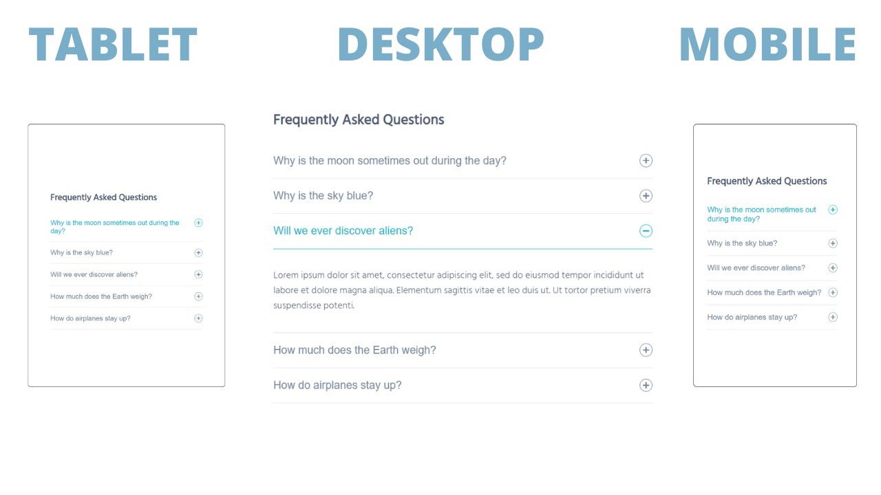 Responsive Faq Section Design Using Html Css Js Youtube