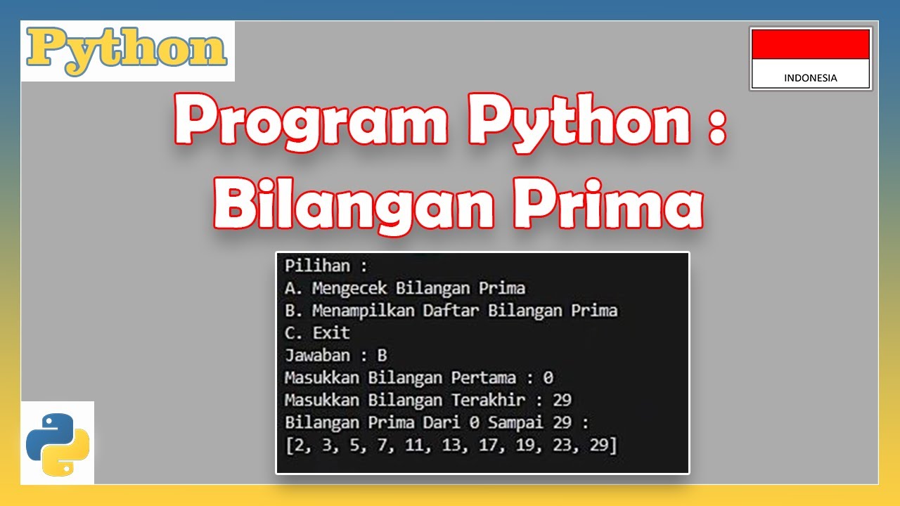 Program Python Mengecek Bilangan Prima Youtube