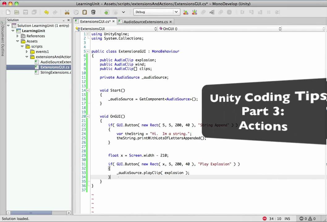 Unity Coding Tips Part 3 Actions Youtube
