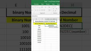 Us Tutorial Of Bin2dec Function In Ms Excel How To Convert Binary To