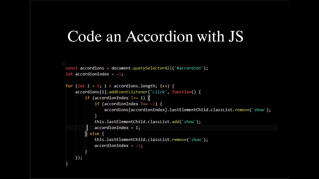 How To Implement Accordion Using Pure Javascript Youtube
