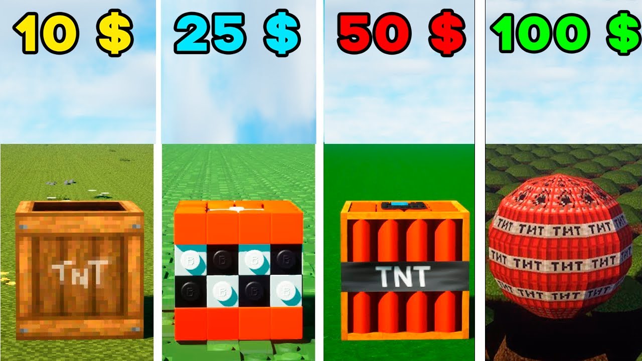 Minecraft Tnt For 10 Vs 25 Vs 50 Vs 100 Youtube