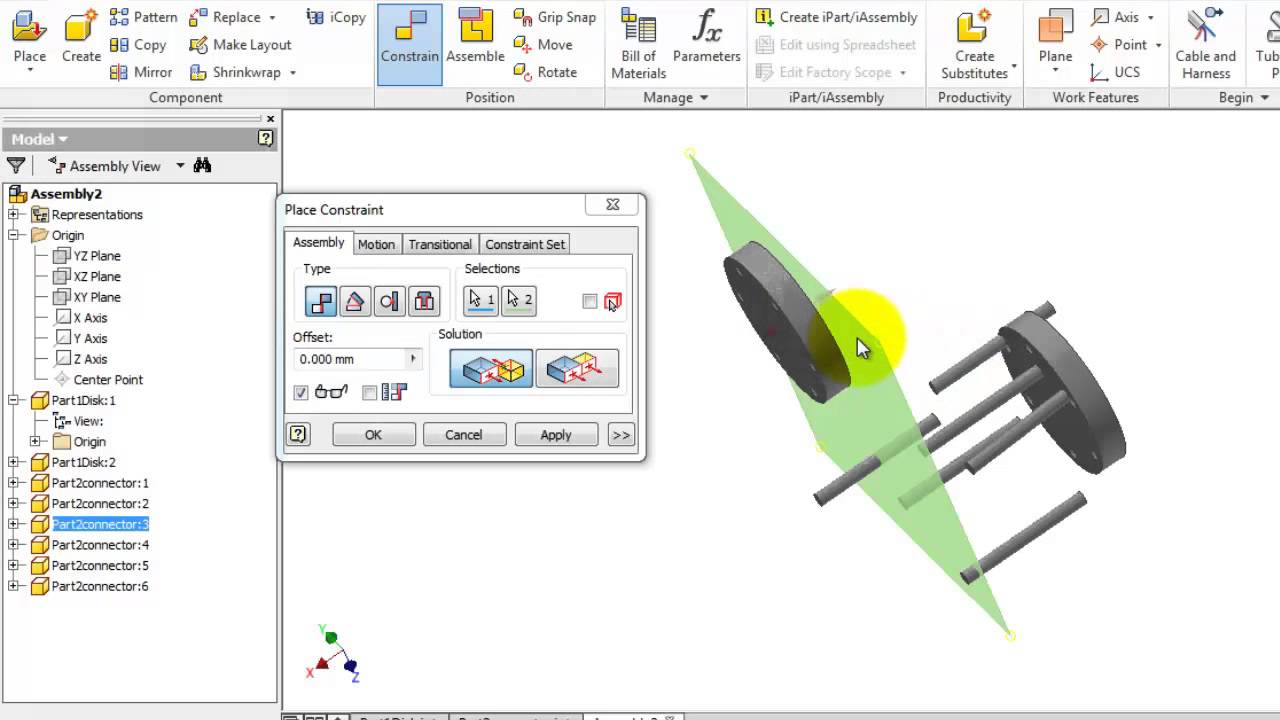 89 Autodesk Inventor Assembly Tutorial Mate Constraint Youtube