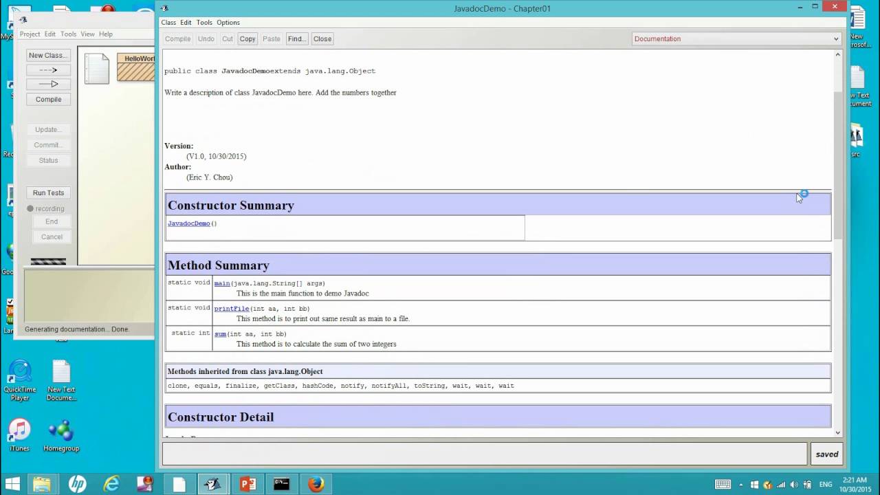 Java Documentation Using Javadoc Youtube
