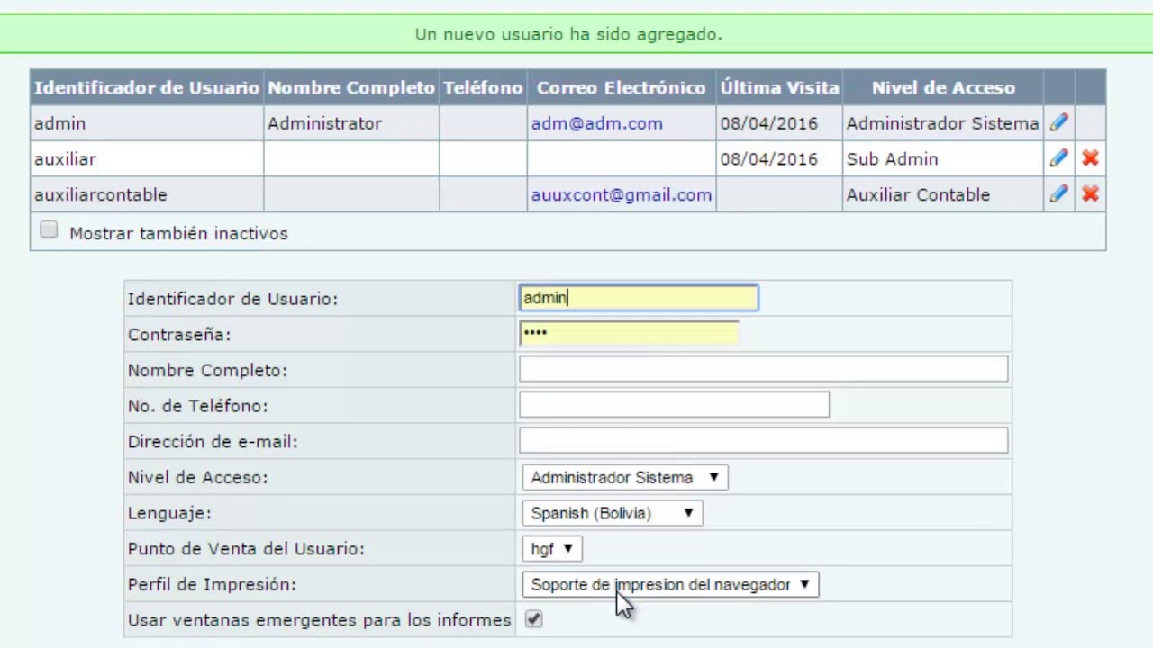 Configuración Cuentas De Usuario Y Roles Software Contable Digital