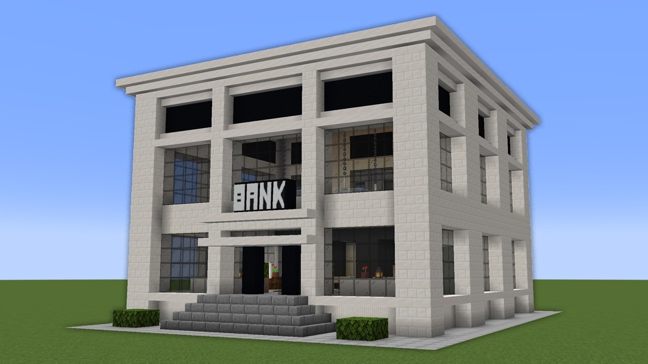 How To Build A Modern Bank In Minecraft Step By Step Tutorial Youtube