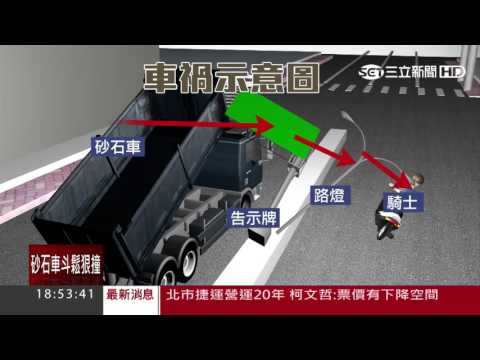 砂石車斗翹起 撞倒號誌騎士險遭壓 三立新聞台 Youtube