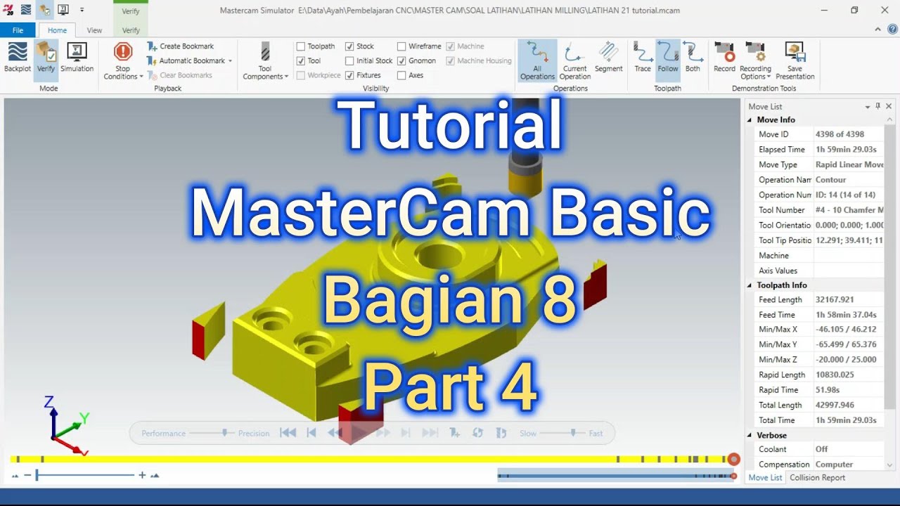 Tutorial Mastercam Basic Bagian 8 Part 4 Youtube