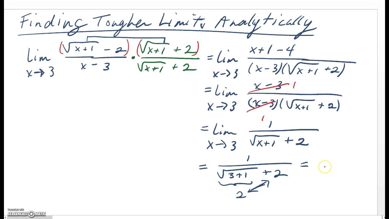 Ap Calculus Finding Limits Analytically Two Examples Youtube