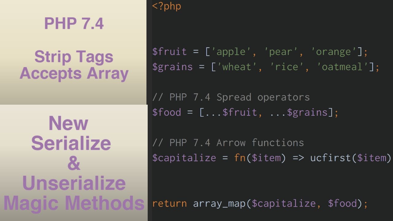 Php 7 4 Lesson 9 Serialize Unserialize Magic Methods Youtube