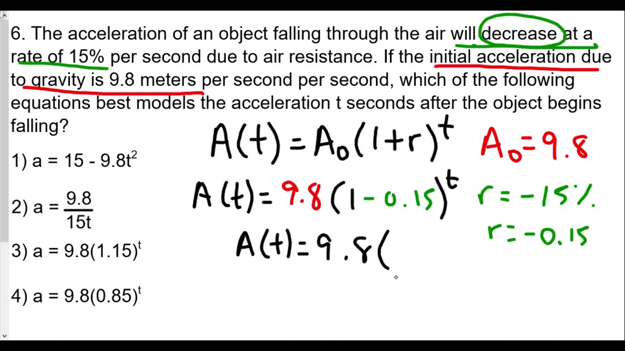 Algebra 2 Exponential Functions Lesson 6 Exponential Modeling Percent