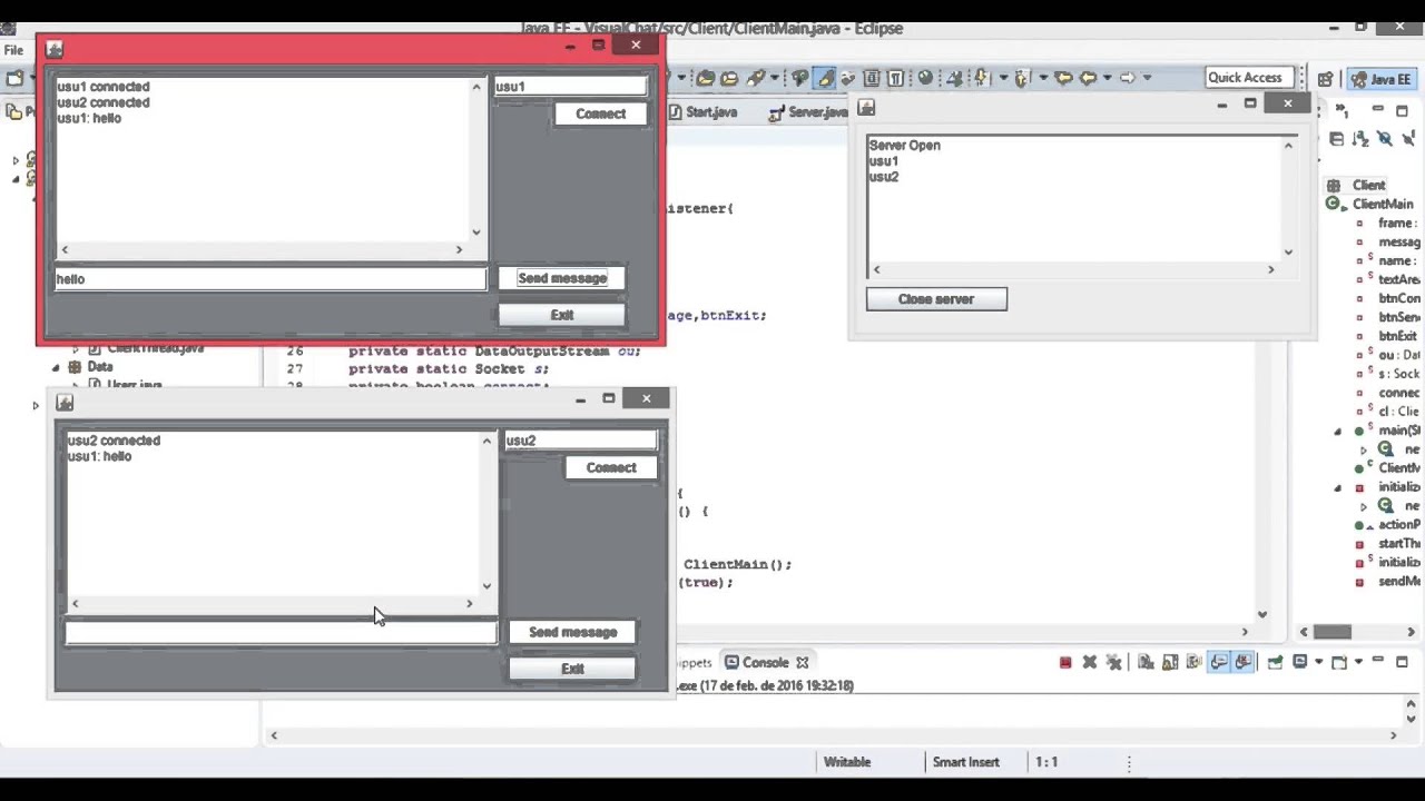 Chat Java Swing Thread Socket Youtube