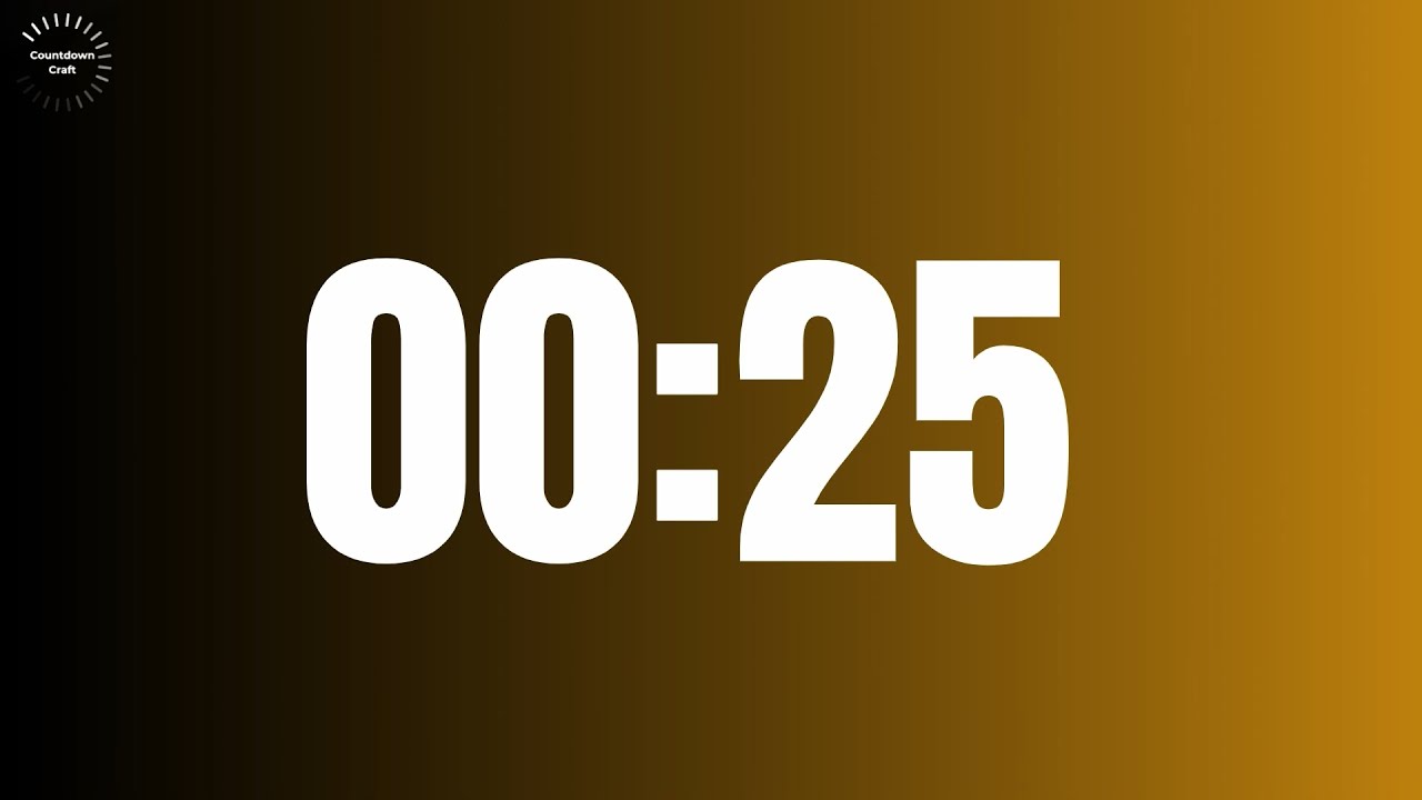 25 Seconds Countdown Timer In Black Gold Background Youtube