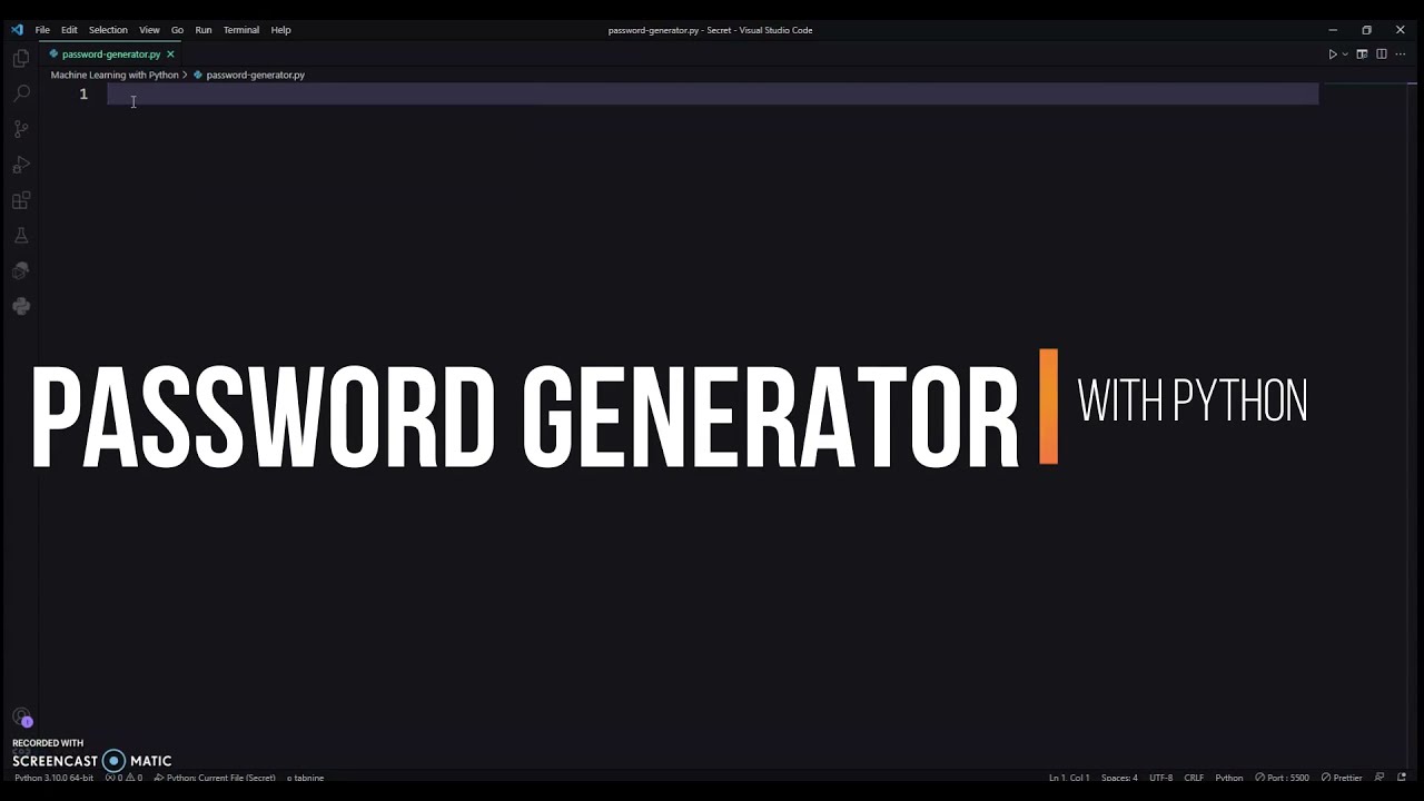 Tutorial Random Password Generator In Python Youtube