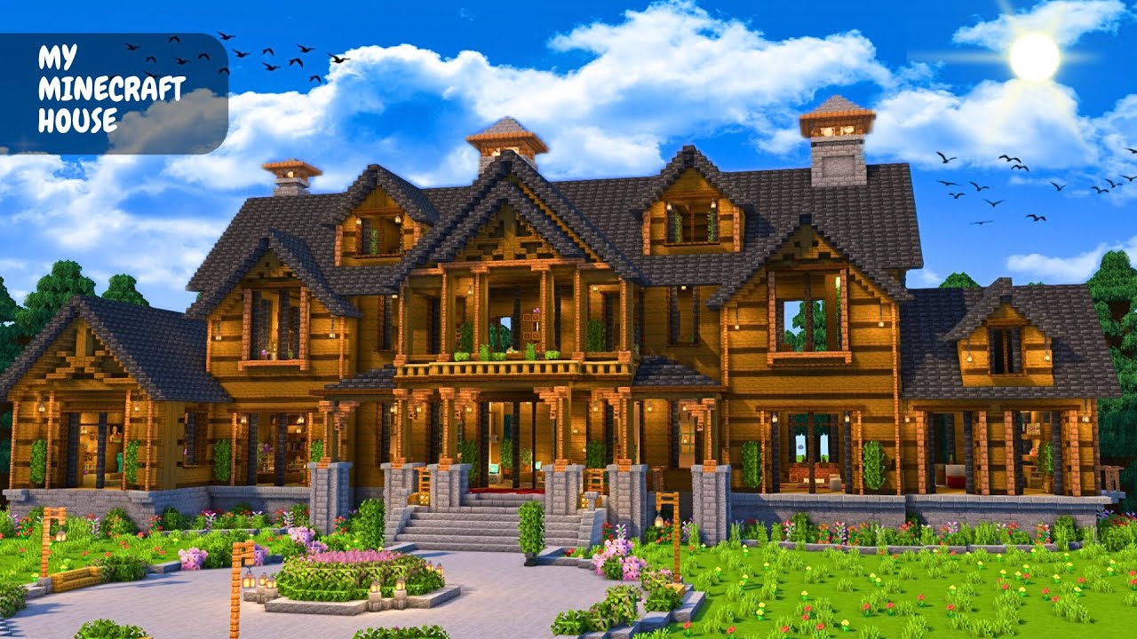 Minecraft How To Build The Most Beautiful Wooden Mansion Easy To
