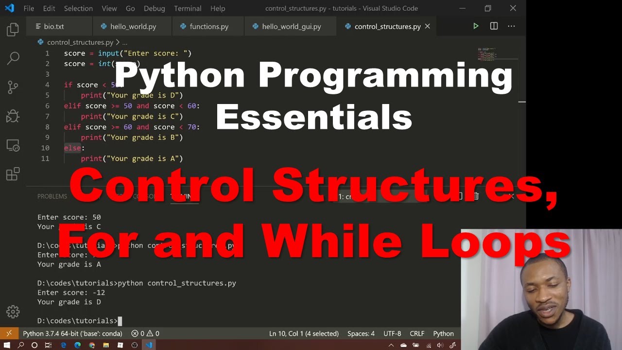 Python Control Structures For And While Loops Youtube