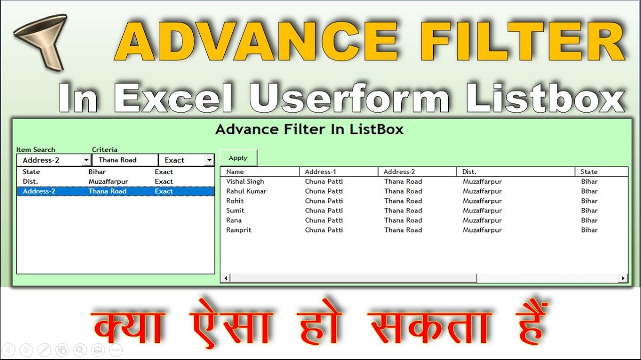 Advance Filters In Listbox Multiple Criteria In Excel Filter In