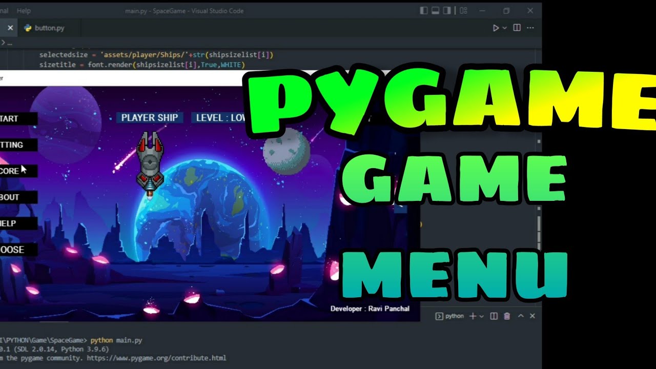 Python Pygame Game Menu Youtube