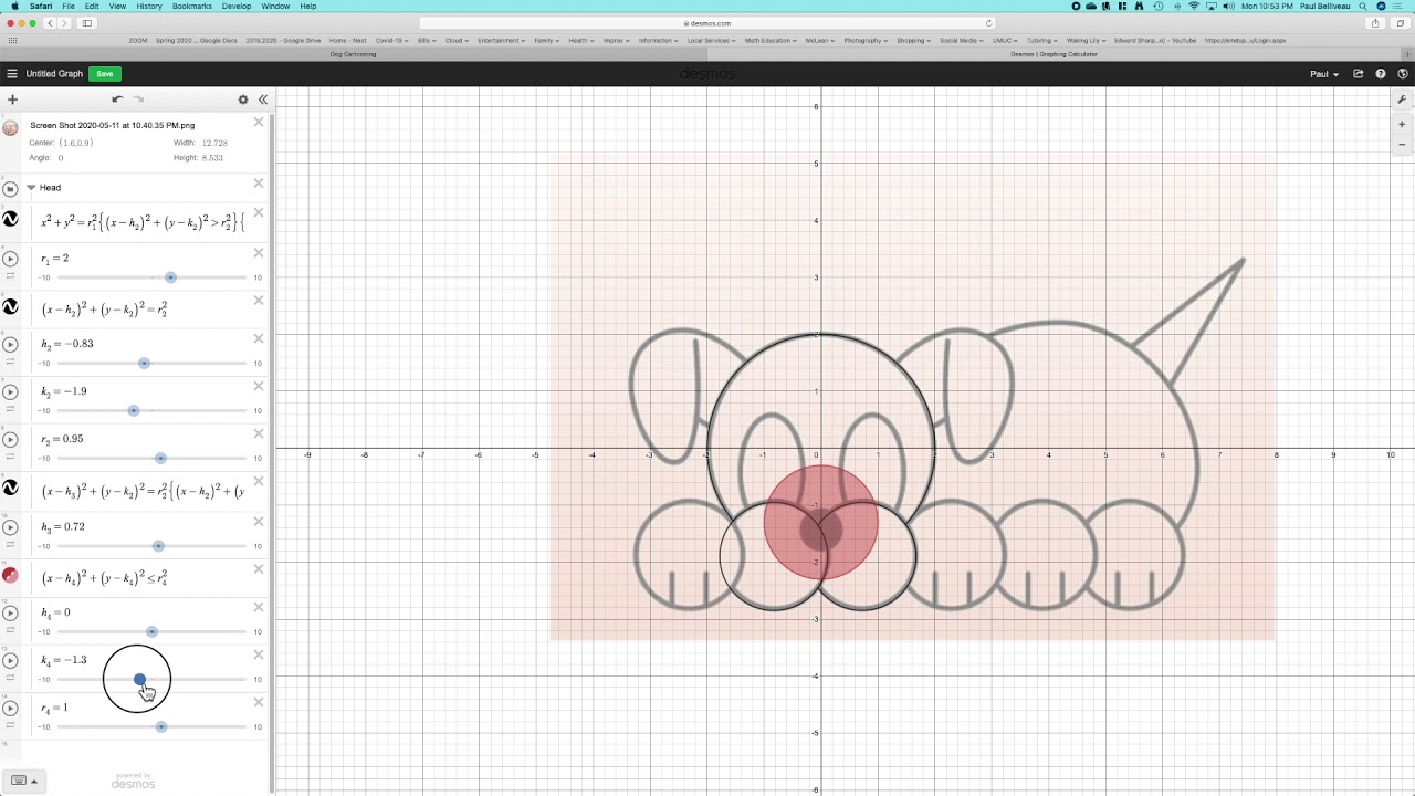 Precalculus Honors How To Graph A Cartoon Dog In Desmos Youtube