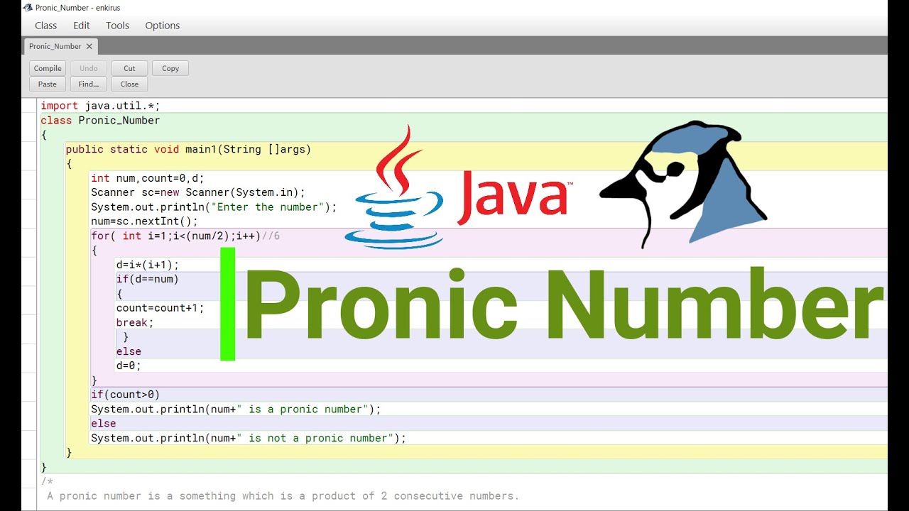 Pronic Number Programming In Java Bluej Subscribe For More Youtube