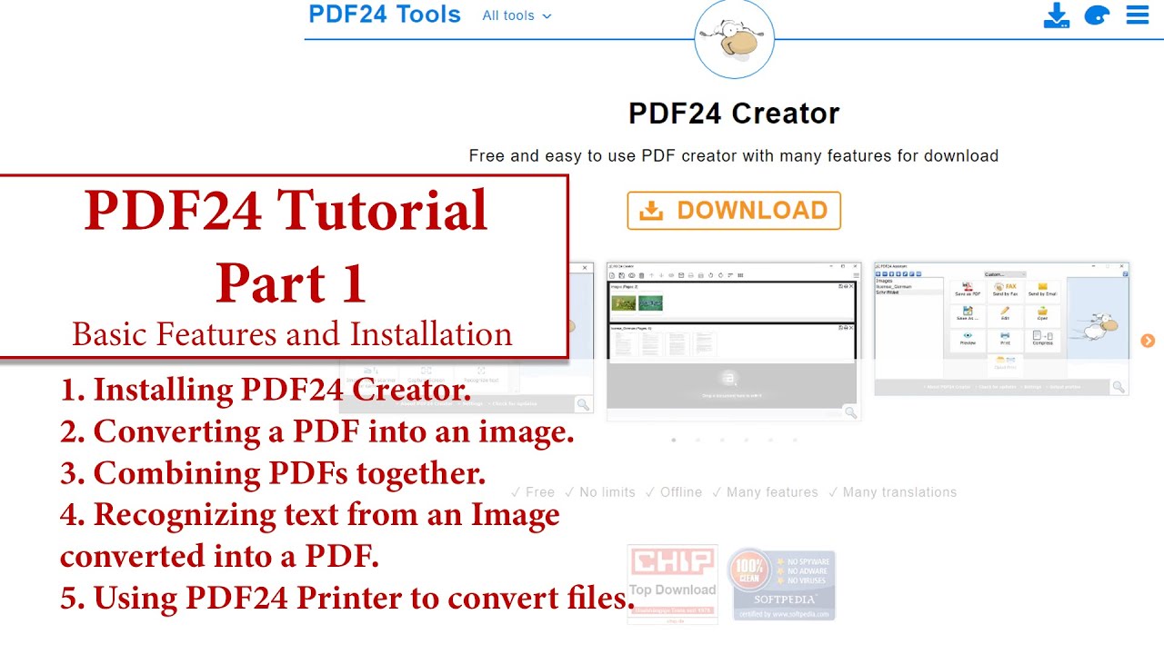 Pdf24 Tutorial Part 1 Basic Features And Installation Youtube
