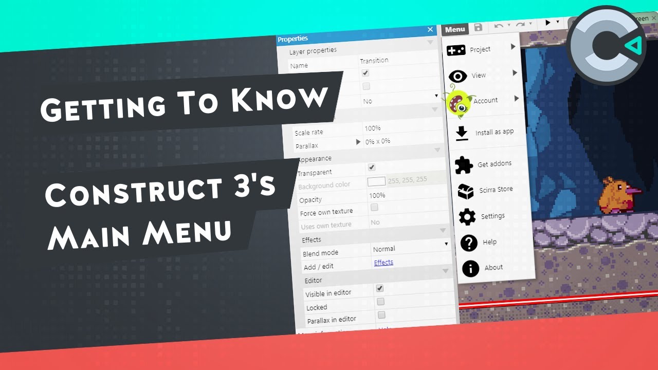 Getting To Know Construct 3 The Main Menu Youtube