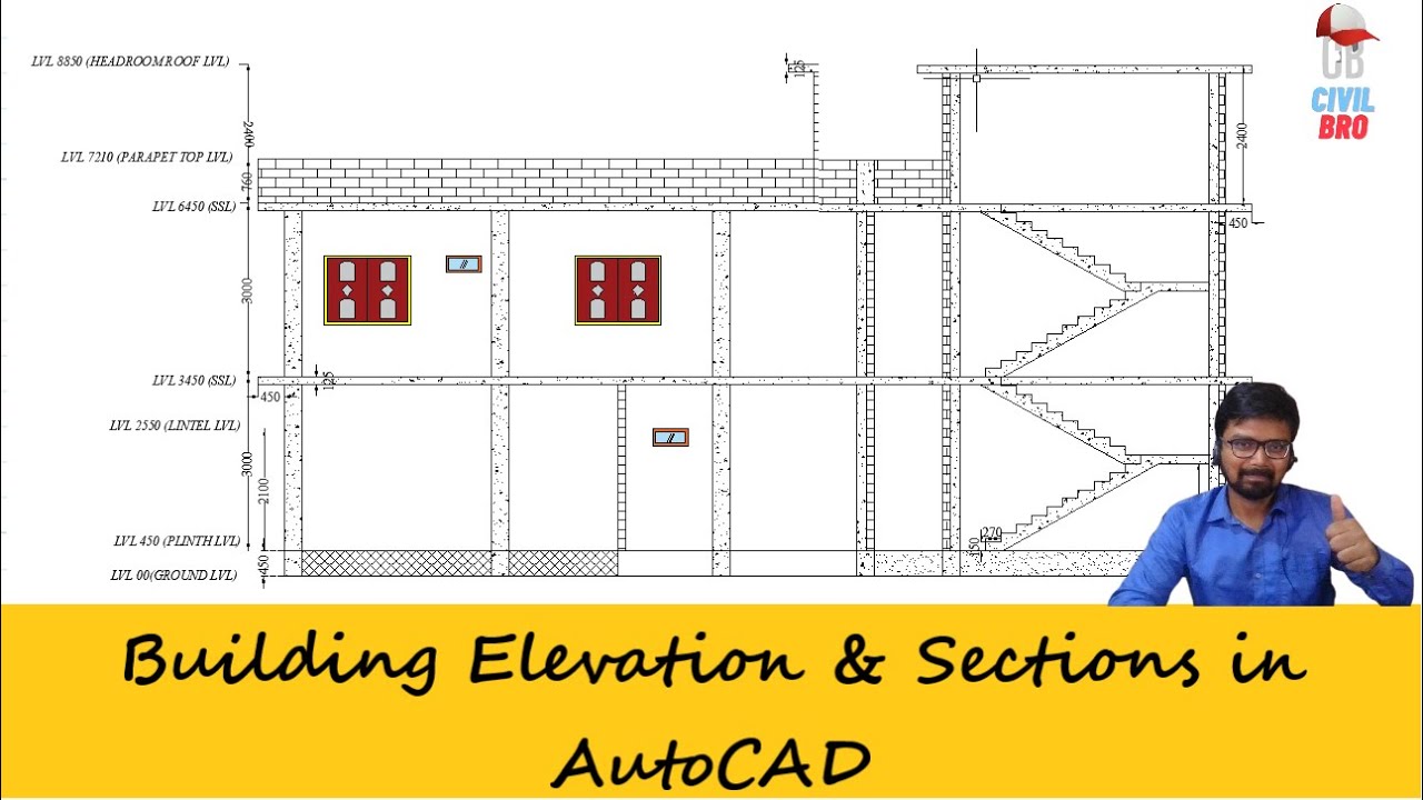 Building Elevations And Sections In Autocad Youtube