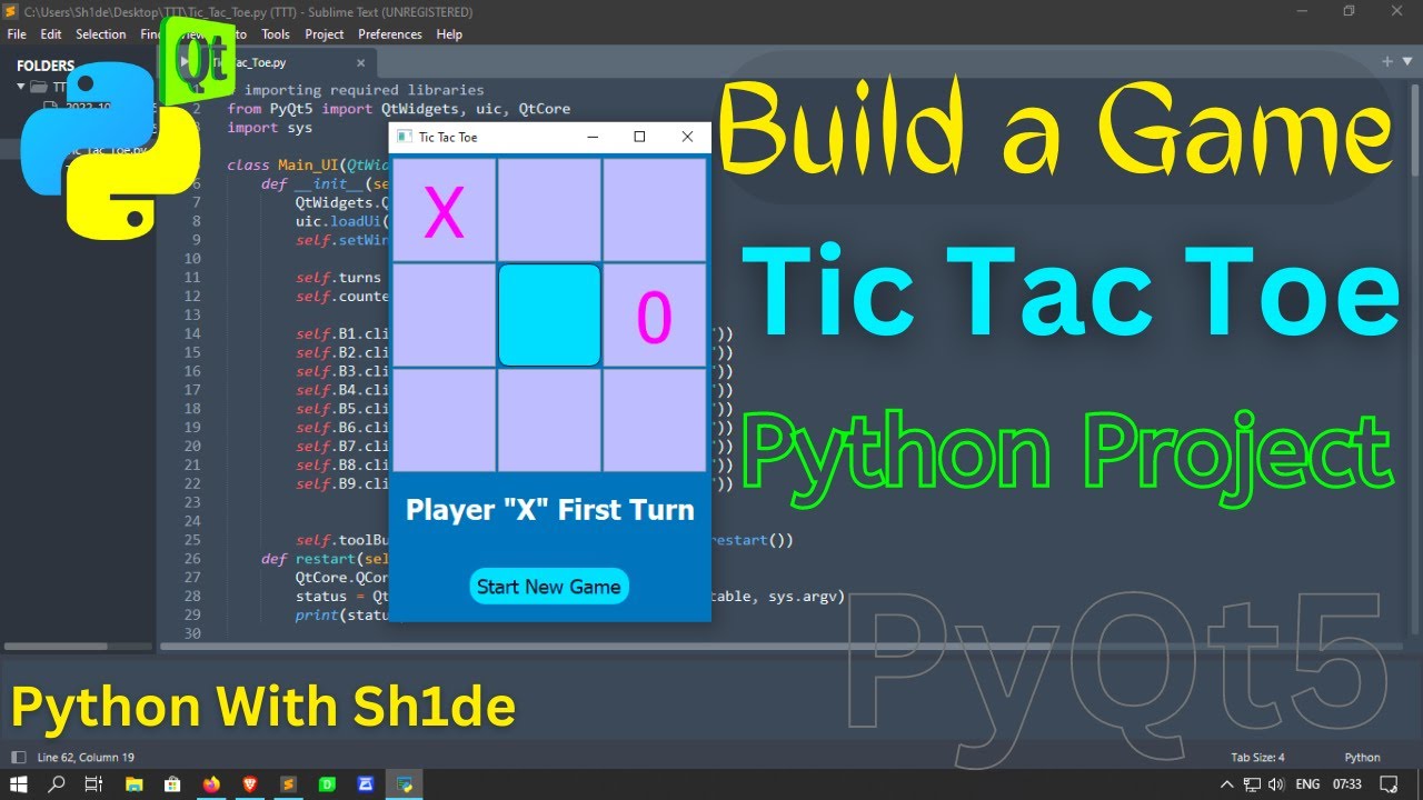 Python Tic Tac Toe Game Build Pyqt5 Gui Youtube