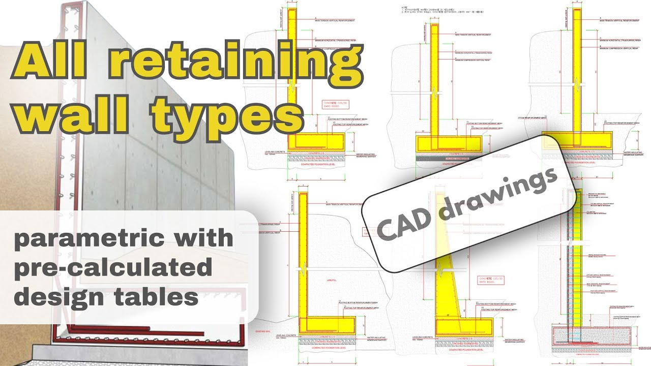 Reinforced Concrete Retaining Walls Bundle Cad Drawings And Design