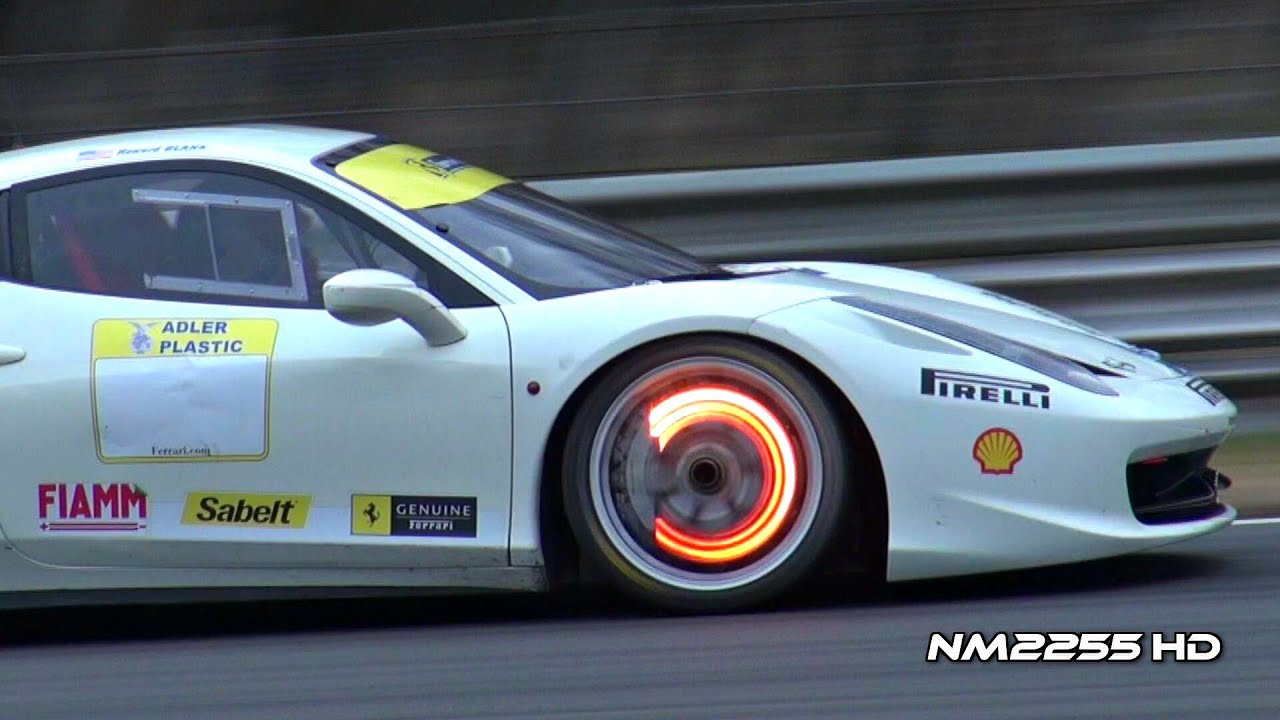 Ferrari 458 Challenge Glowing Brakes On Track Youtube