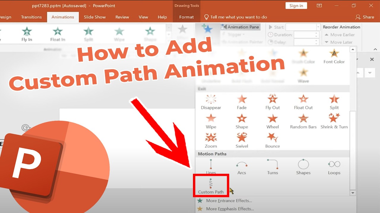 How To Add Custom Path Animation In Powerpoint Youtube