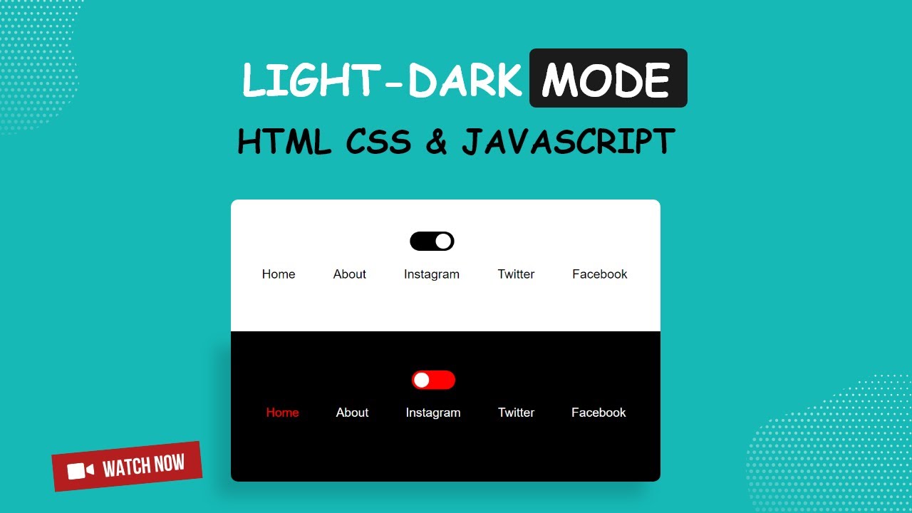 Light Dark Mode Toggle Navigation Bar Html Css Javascript Youtube