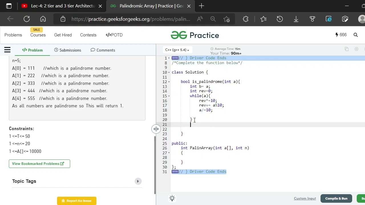 Palindromic Array Youtube