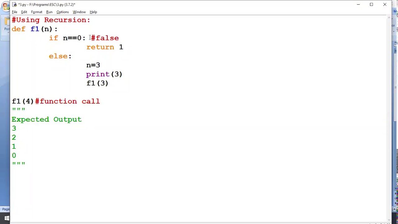 Recursion Example Program Youtube