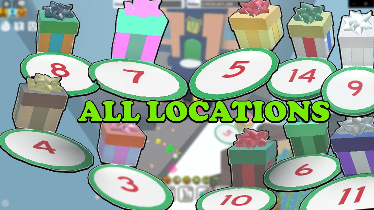 All Present Locations In Bee Swarm Simulator Beesmas 2021 Youtube