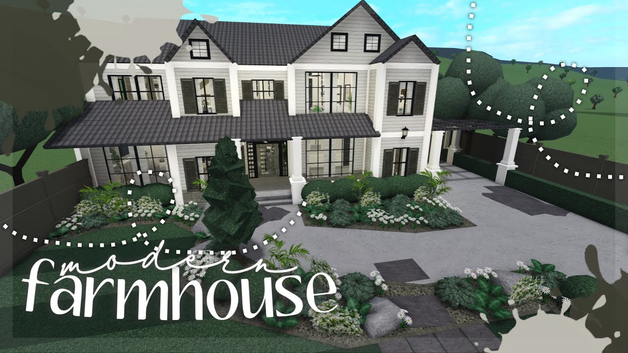 Bloxburg Large Modern Farmhouse Part 1 No Large Plot Speedbuild