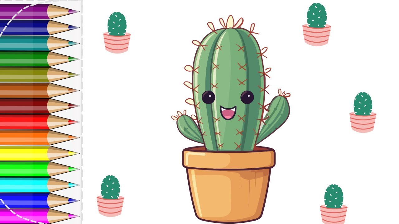 Drawing Cactus And Coloring For Kids And Toddlers Art Fun Youtube